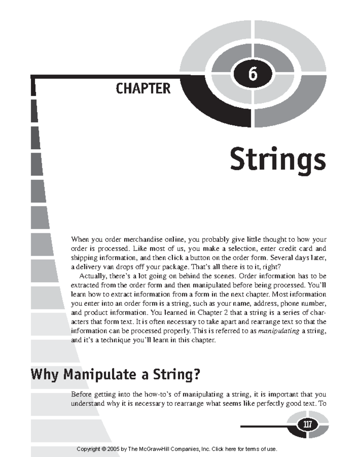 Strings - 117 CHAPTER 6 Strings When you order merchandise online, you ...