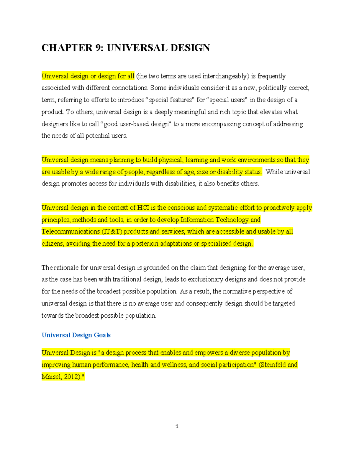 Chapter 9 - Universal Design - CHAPTER 9: UNIVERSAL DESIGN Universal ...