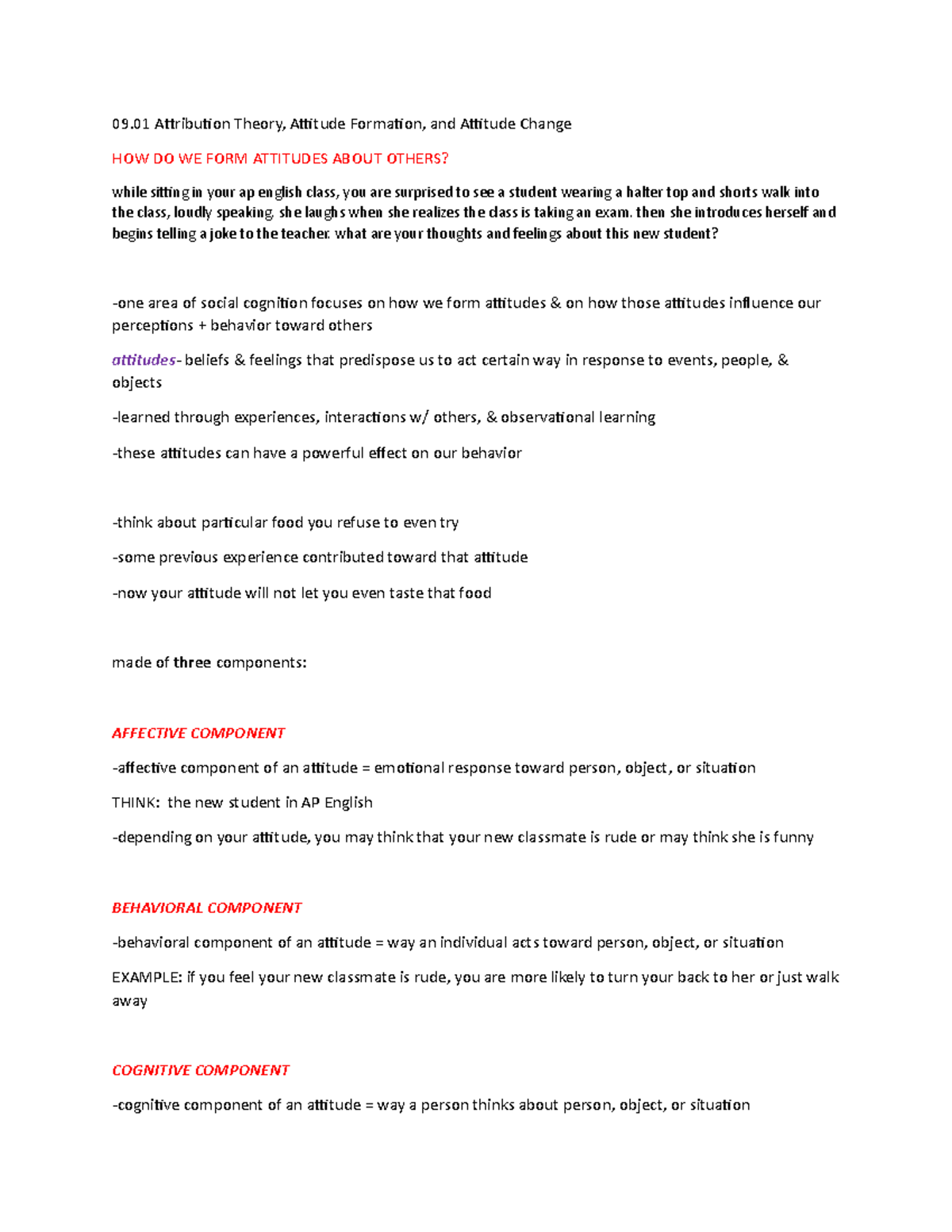 Module 9 AP Psychology - 09 Attribution Theory, Attitude Formation, and ...