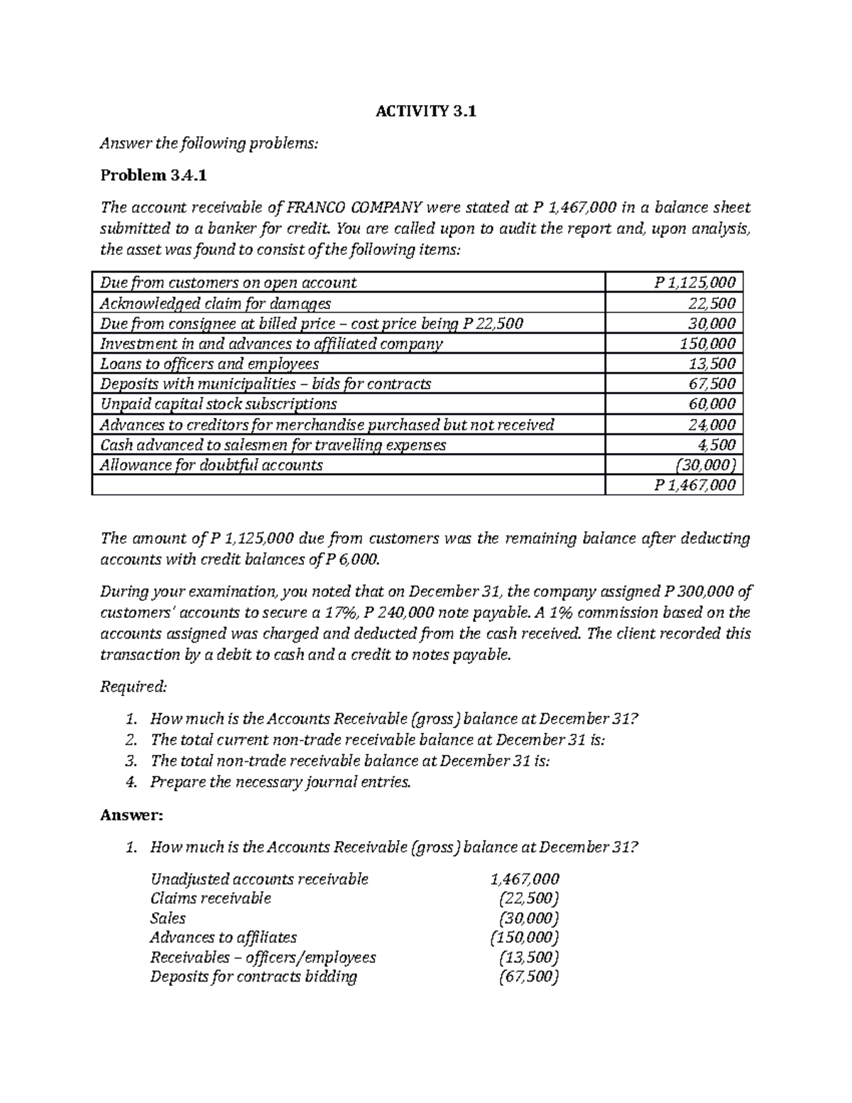 AA applications - Study guide in Auditing problems. problems and answers for the chapter topic ...