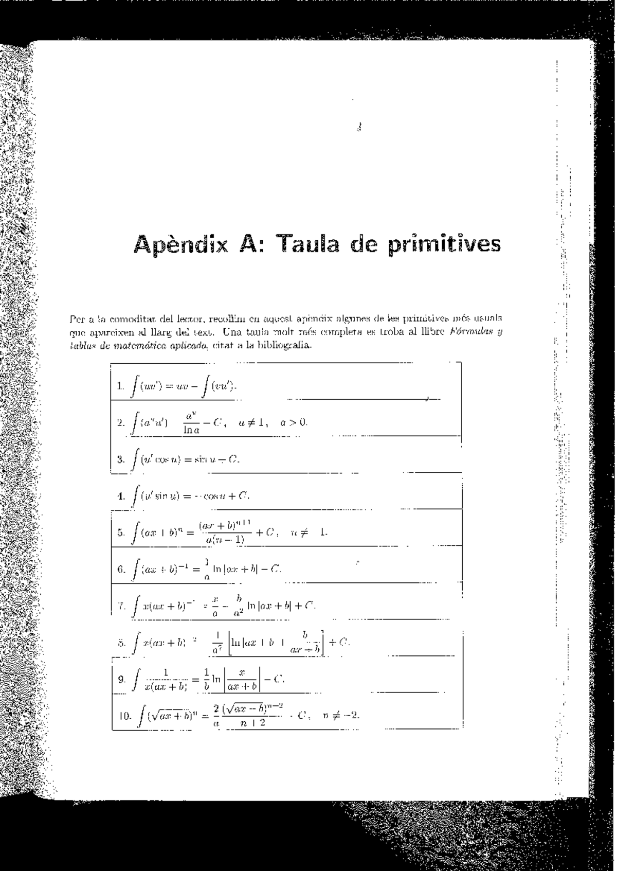 Taula d integrals - Teniu només 5 minuts per respondre el qüestionari ...