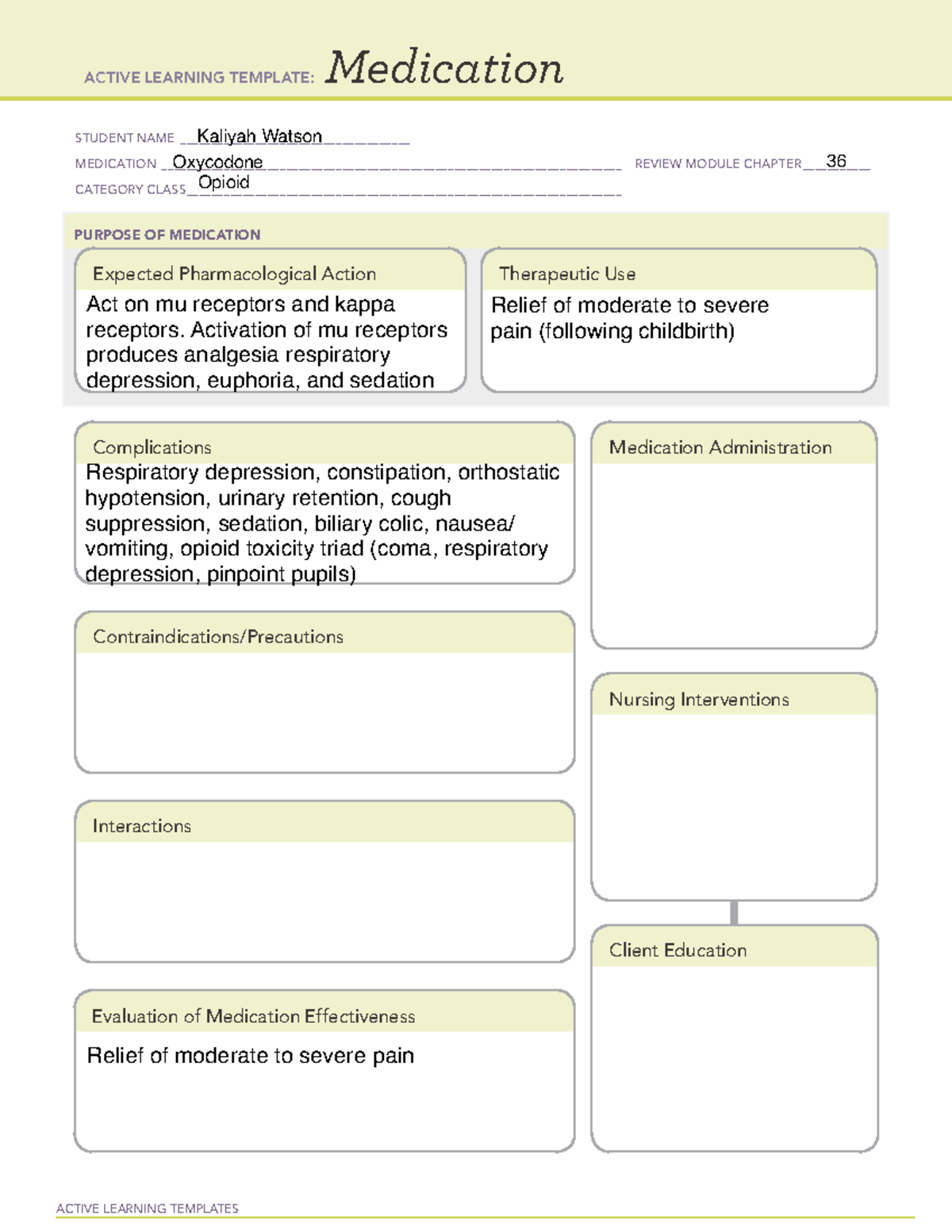 ATI Medication Template - STUDENT NAME ...