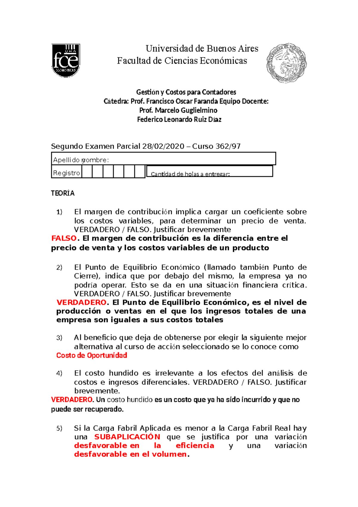 Modelo segundo parcial GyC - Universidad de Buenos Aires Facultad de ...