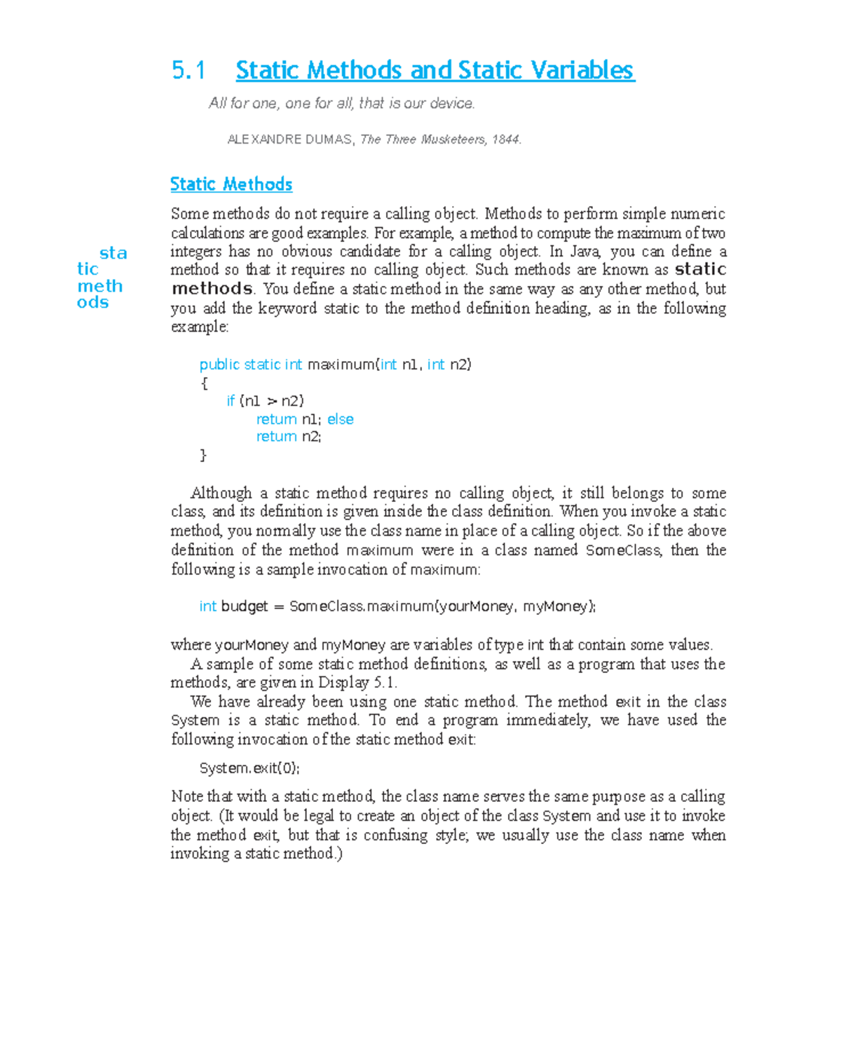 Static Methods and Static Variables - ALEXANDRE DUMAS, The Three ...