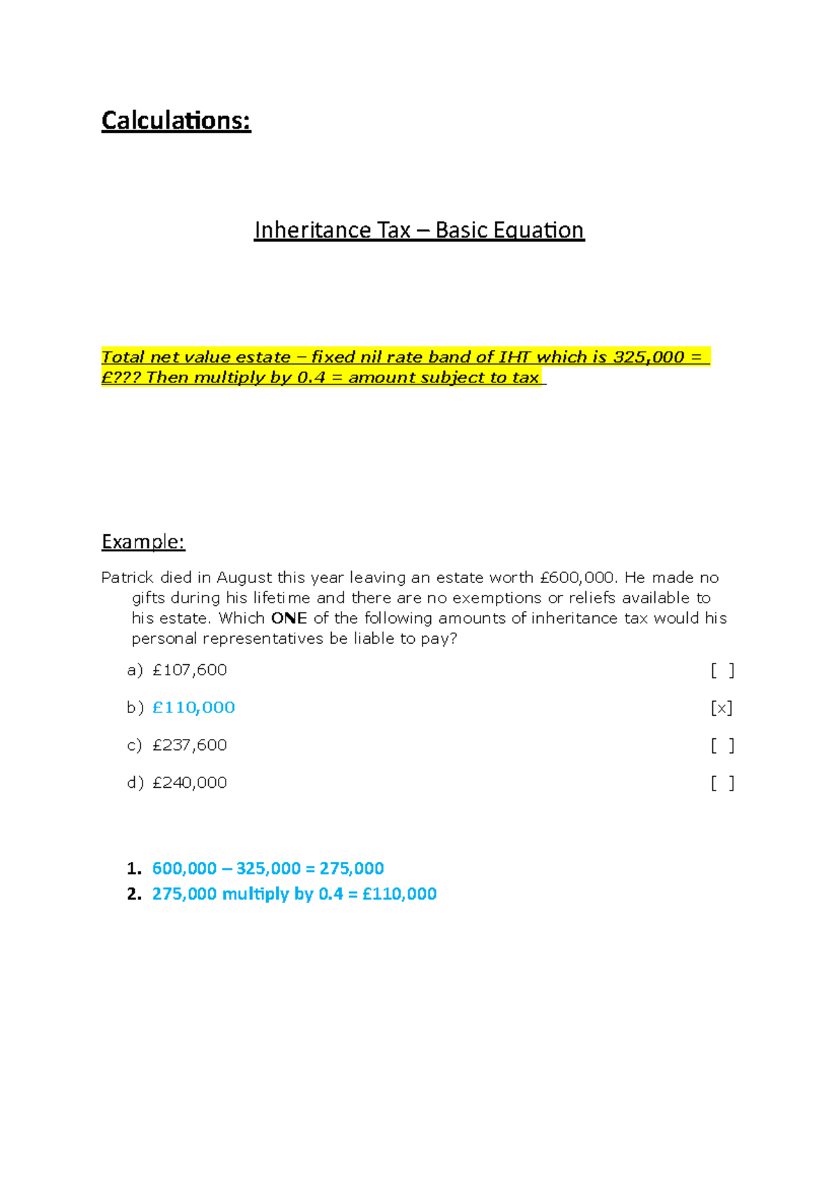 Calculations - nrwnvnernv - Calculations: Inheritance Tax – Basic ...