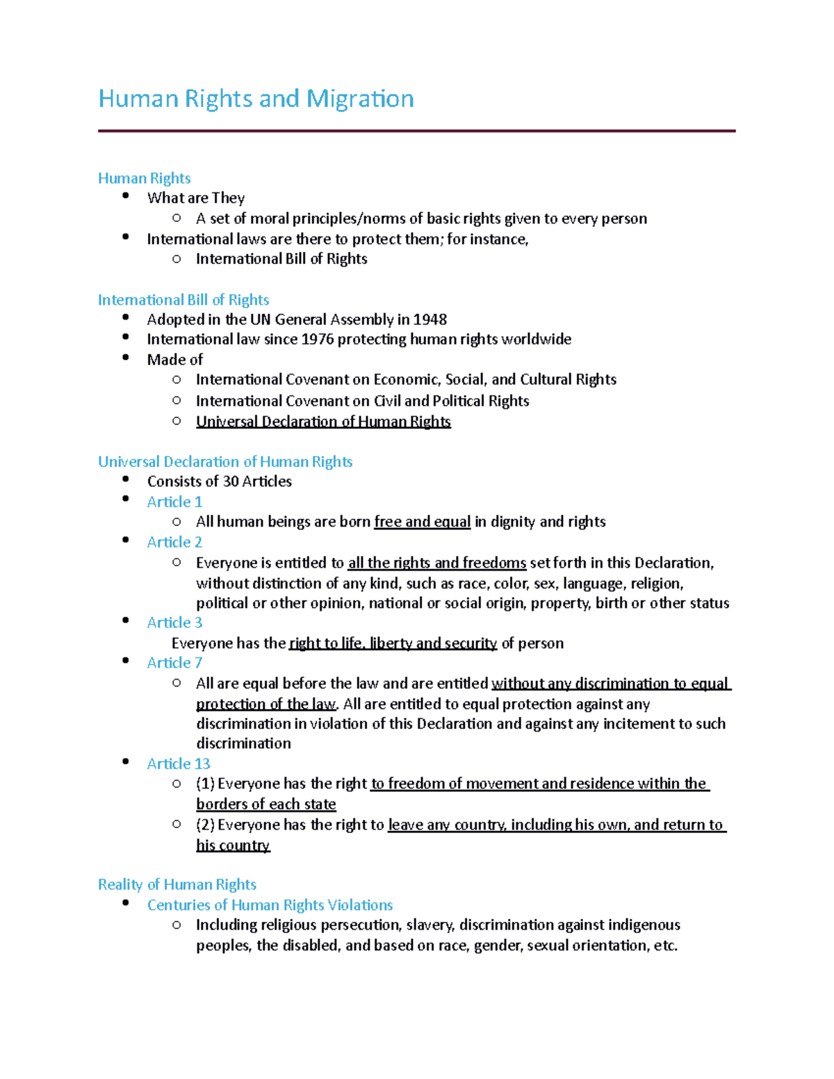 Intro to International Politics- Human Rights and Migration - Human ...