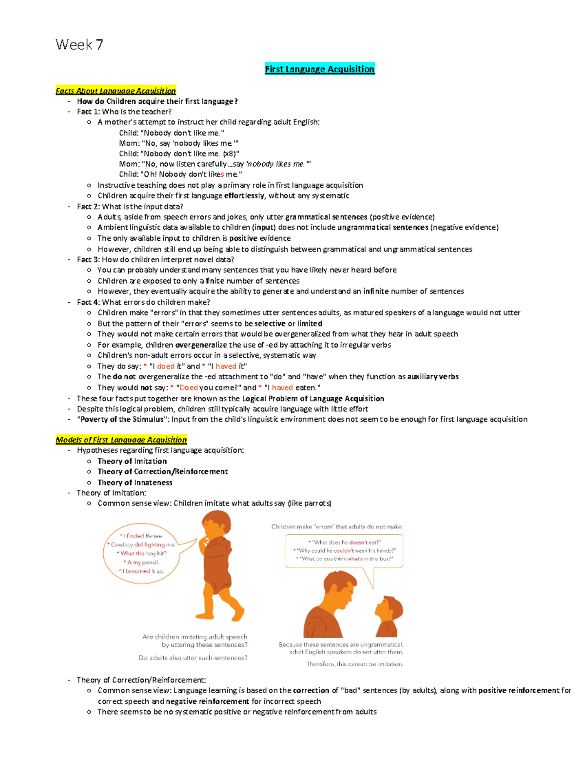 Week7 - William Harold Torrence - First Language Acquisition Facts ...