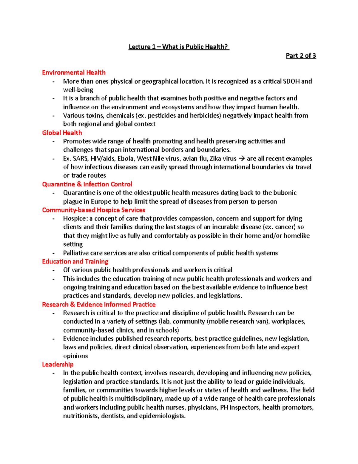 Public Health - lecture 1, part 2 - Lecture 1 – What is Public Health ...
