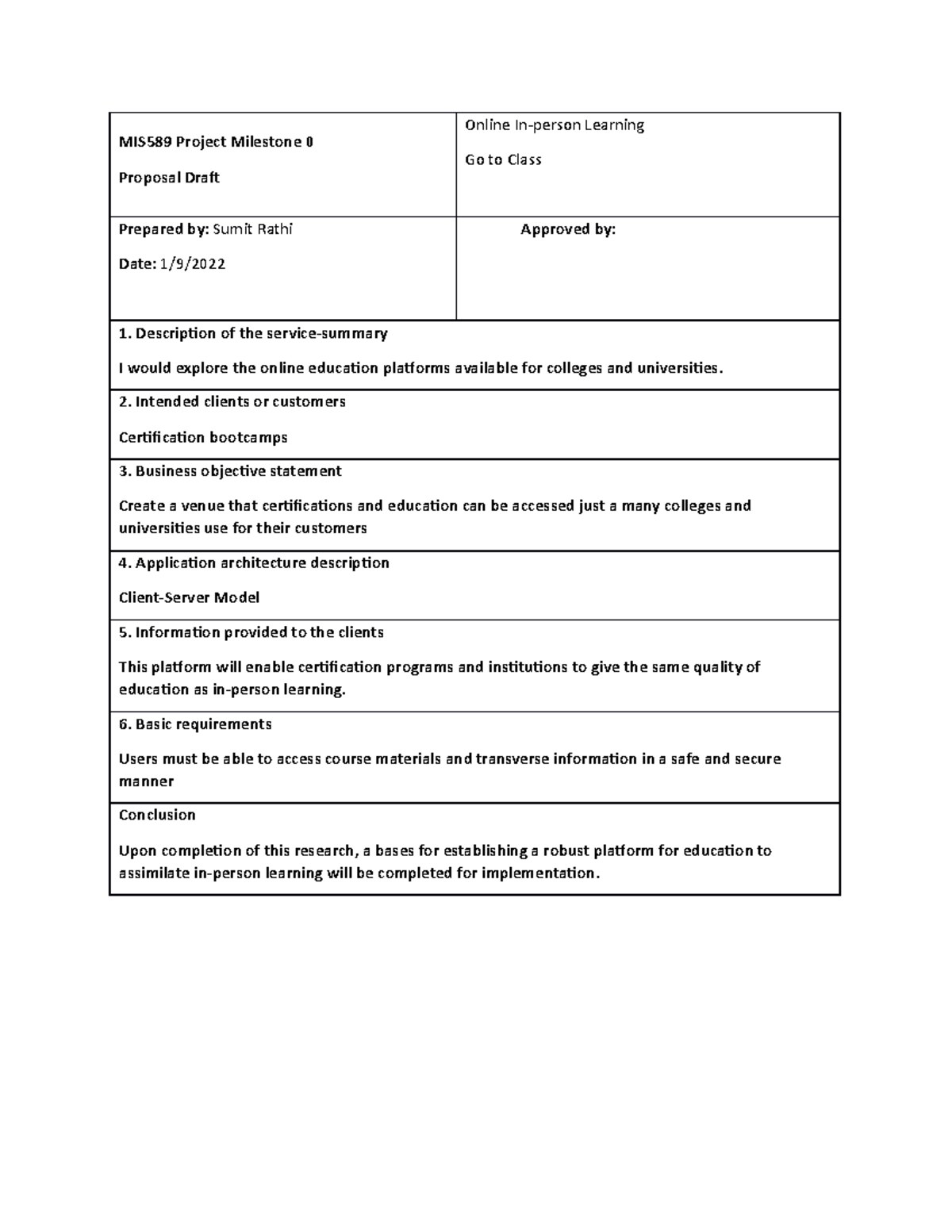 MIS589 Sumit Rathi Project Milestone 0 - MIS589 Project Milestone 0 Proposal Draf Online In ...