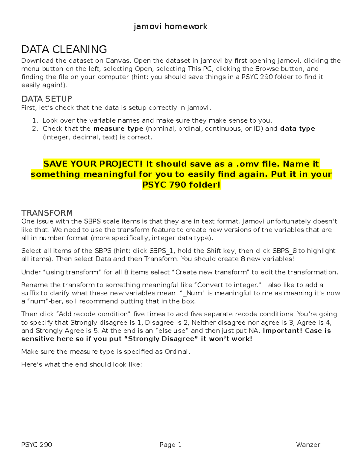 Jamovi homework - Data Set Practice - DATA CLEANING Download the ...