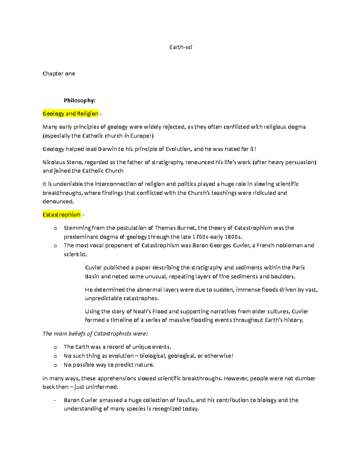 Earth notes chapter one - Earth-sci Chapter one Philosophy: Geology and ...