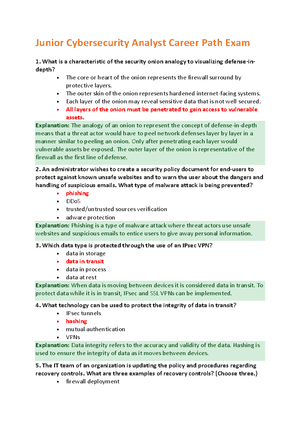 Cisco Networking Basics Exam - Networking Basics Exam 1. Which statement describes the use of ...