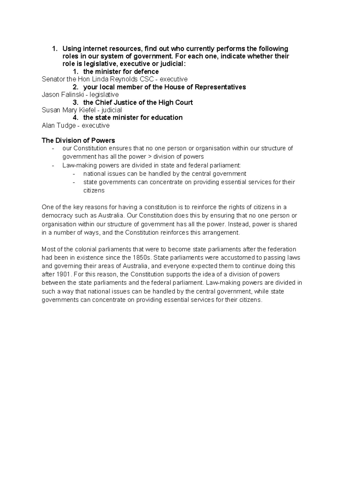 Division of powers and separation of powers - 1. Using internet ...