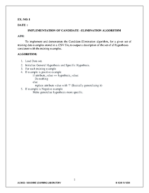 Machine learning Engineering Record - Ex: IMPLEMENT LINEAR REGRESSION Date: Aim: To Implement a ...