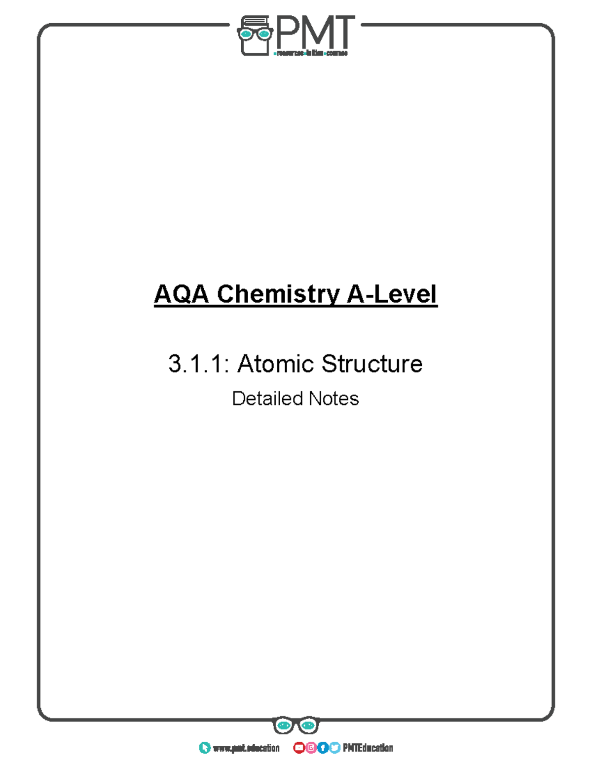 1.1. Atomic Structure - a level summary notes for chemistry physical ...