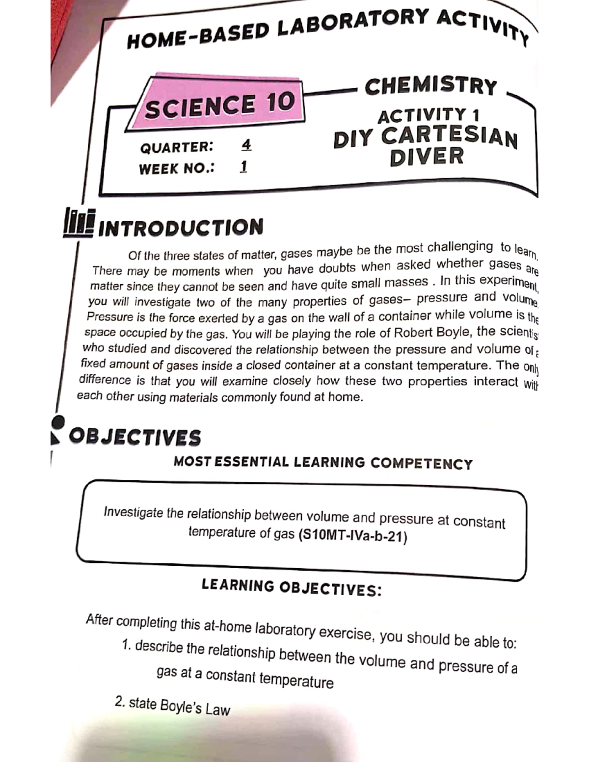 Activity No. 1 DIY Cartesian Diver - Bachelor of Science, Radiologic ...
