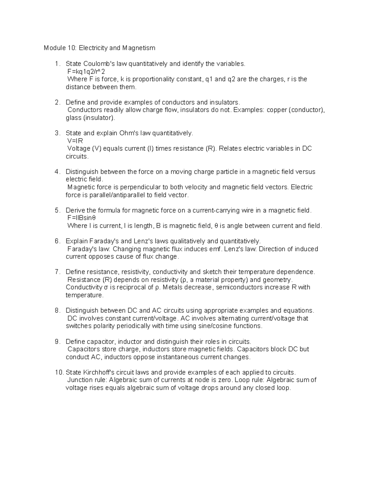 Module 10 Electricity and Magnetism - Module 10: Electricity and ...