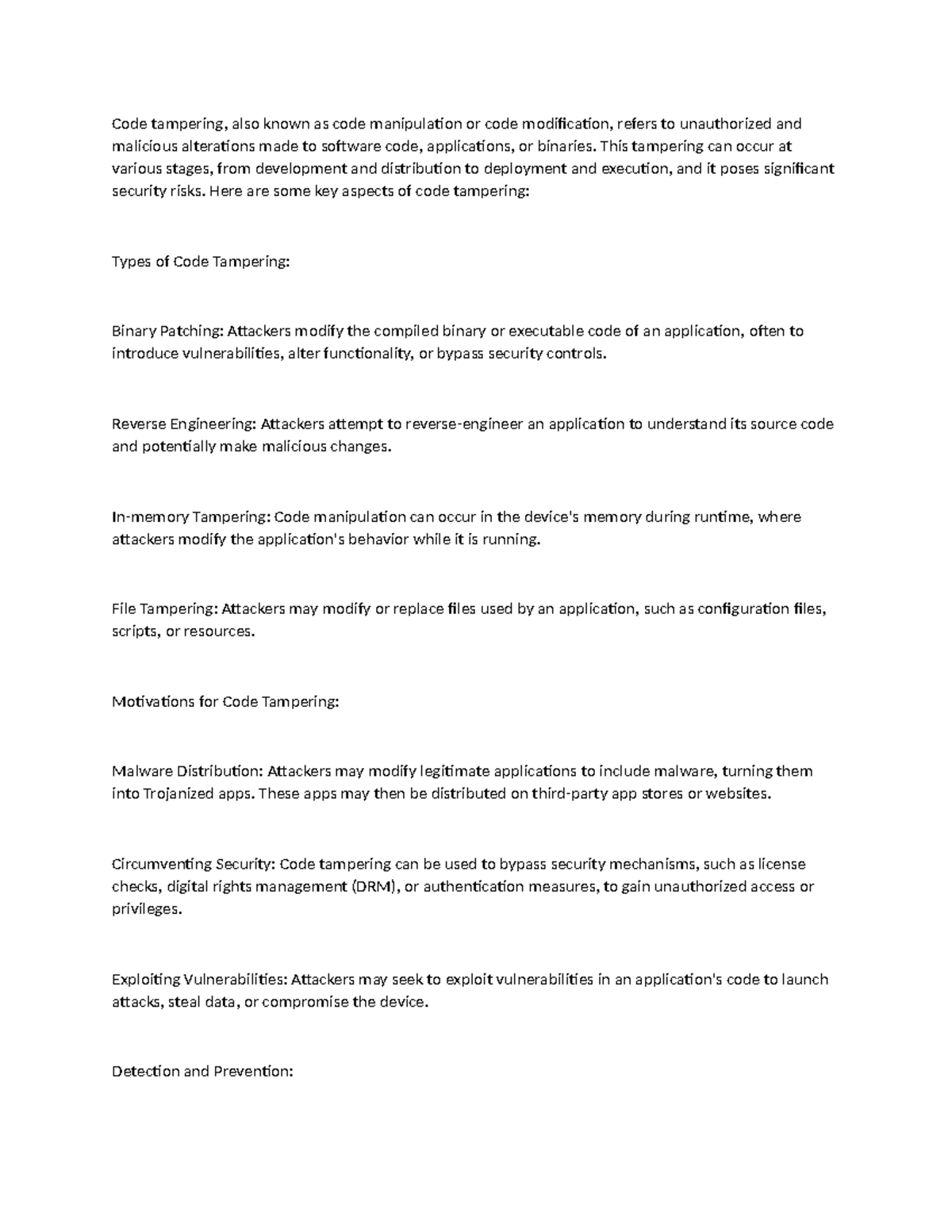 Code tampering - This tampering can occur at various stages, from ...