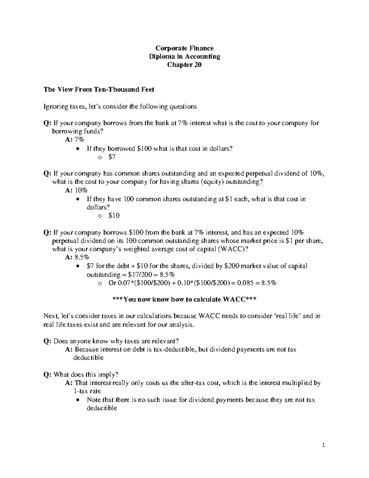 Chapter 20 Presentation Notes - Corporate Finance Diploma in Accounting ...