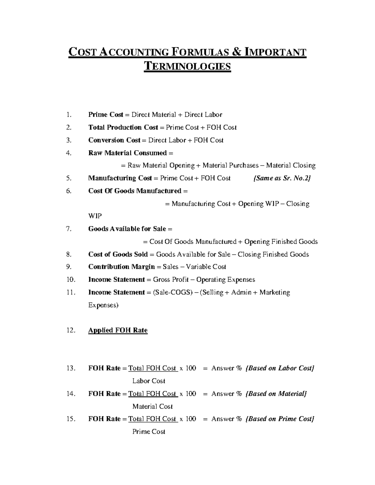 24639390 Cost Accounting Formula S COST ACCOUNTING FORMULAS 24639390-cost-accounting-formula-s-cost-accounting-formulas