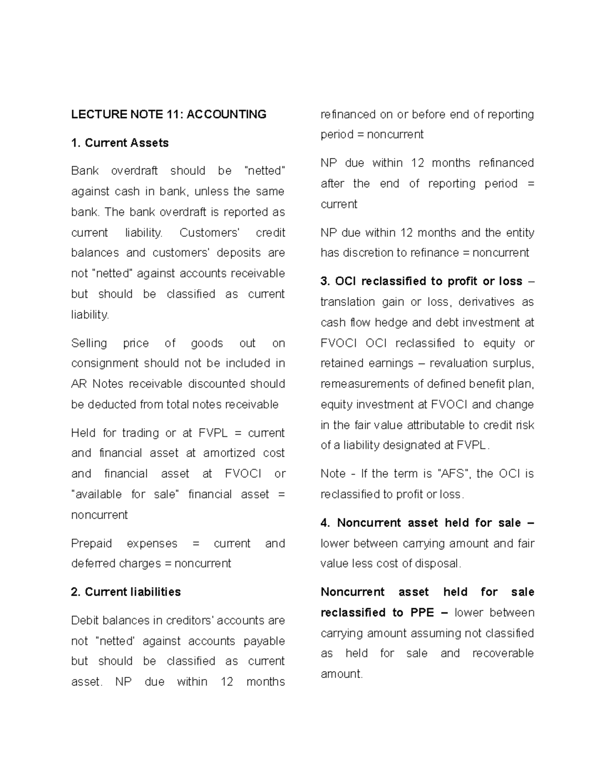 Lecture Note 11 Accounting - LECTURE NOTE 11: ACCOUNTING Current Assets ...
