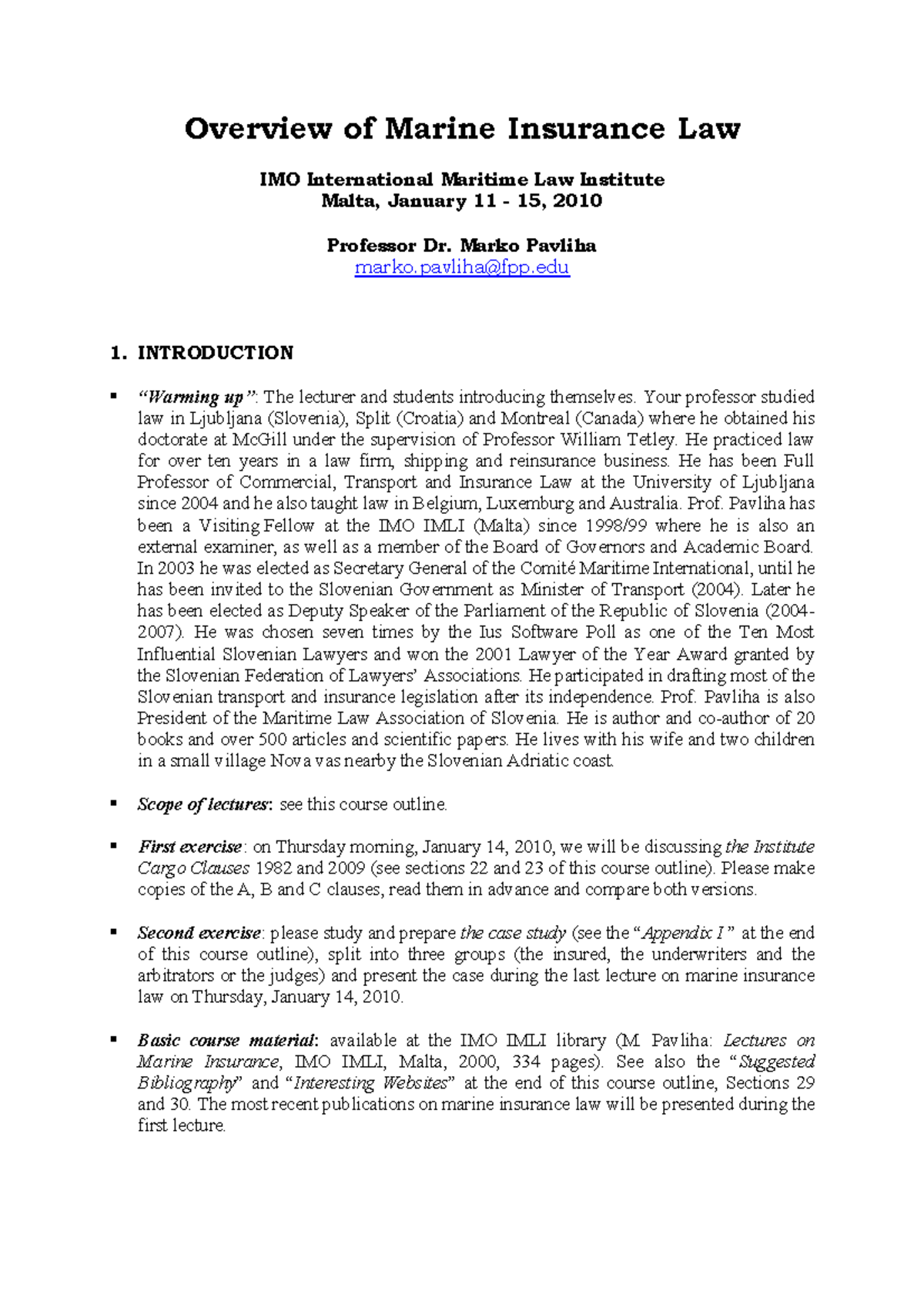 Overview of Marine Insurance Law - Overview - Overview of Marine ...