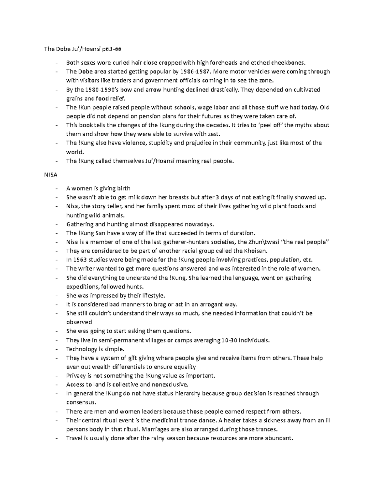 The Dobe Ju - notes - The Dobe Ju’/Hoansi p63- Both sexes wore curled ...