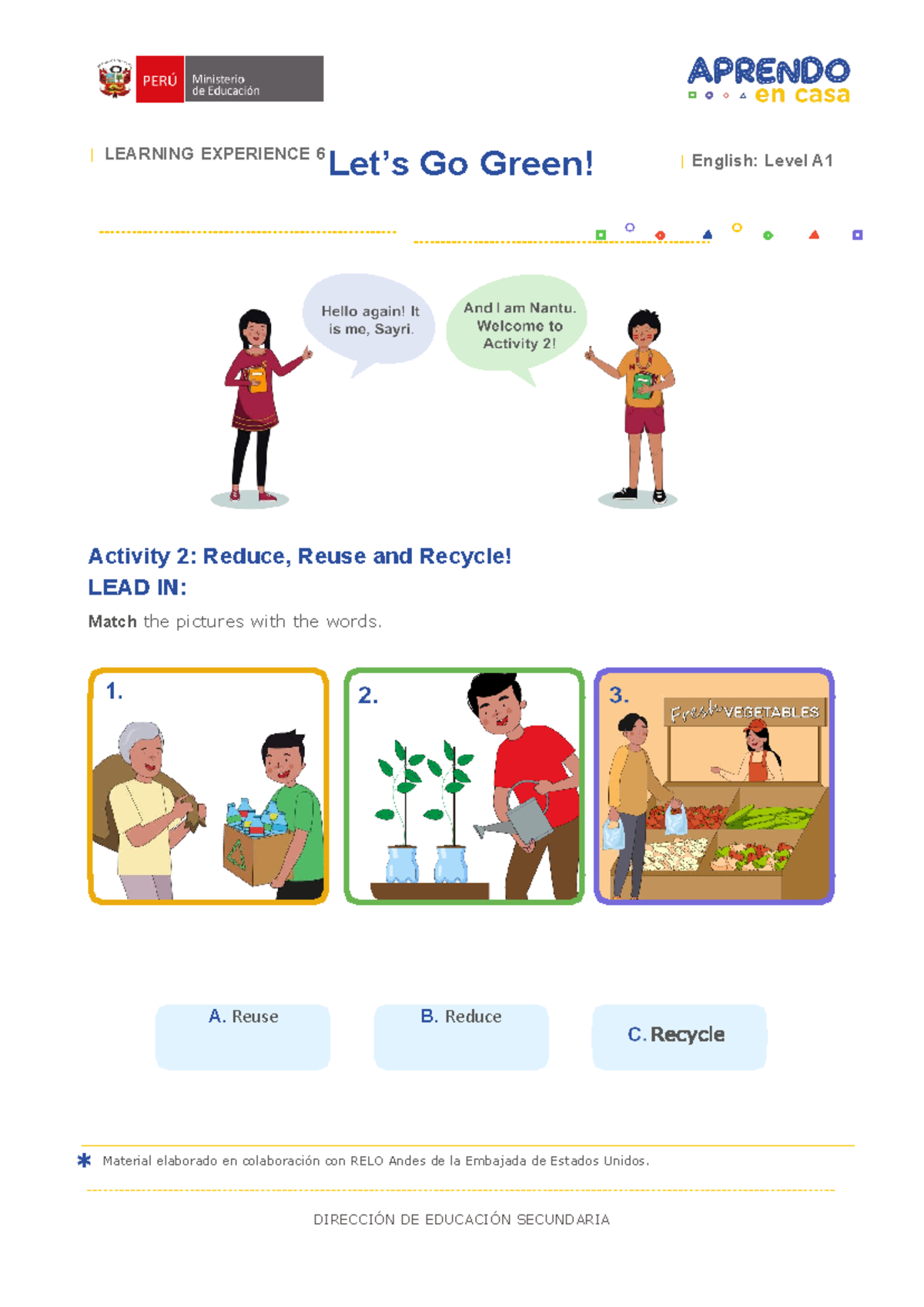 Learning Expierence 6 Activity 2 - A. Reuse B. Reduce | LEARNING ...
