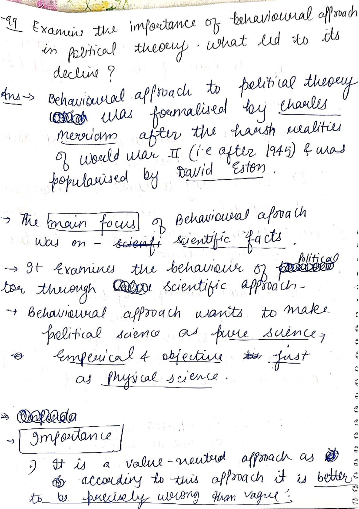 Behaviouralism - Rhe yt - 99 Examine the importance of behavioural ...