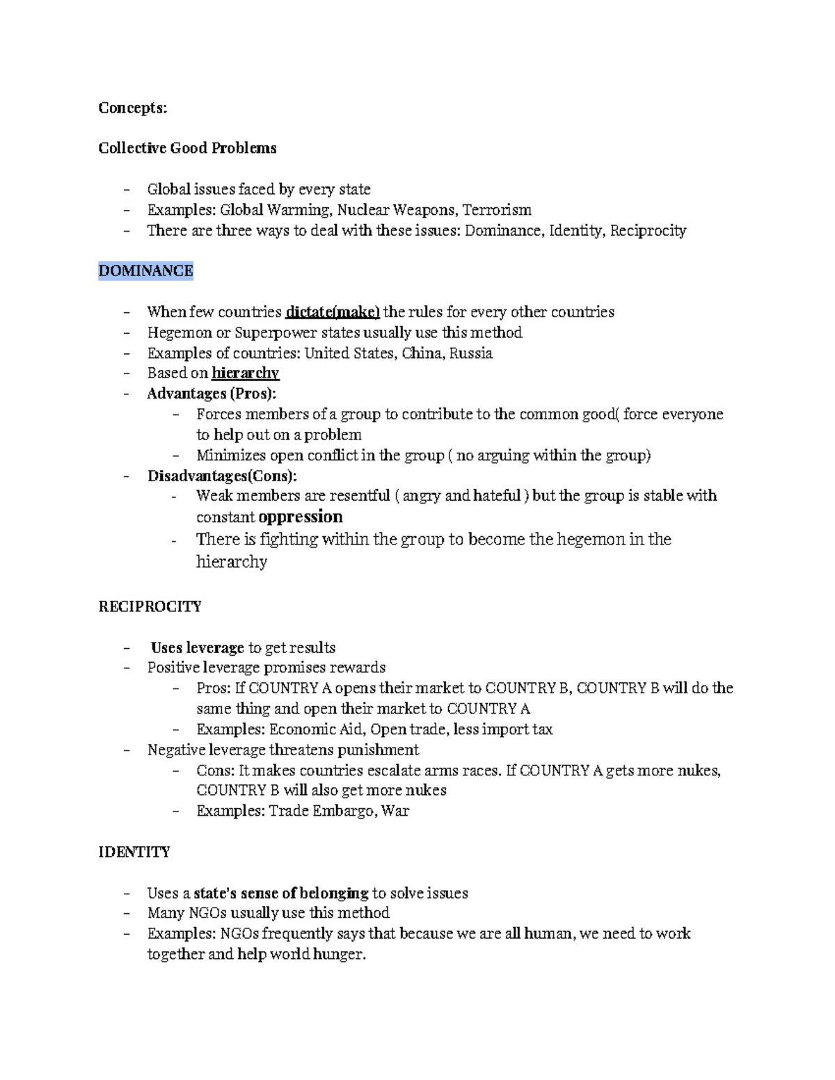 Concepts - Concepts: Collective Good Problems Global issues faced by ...