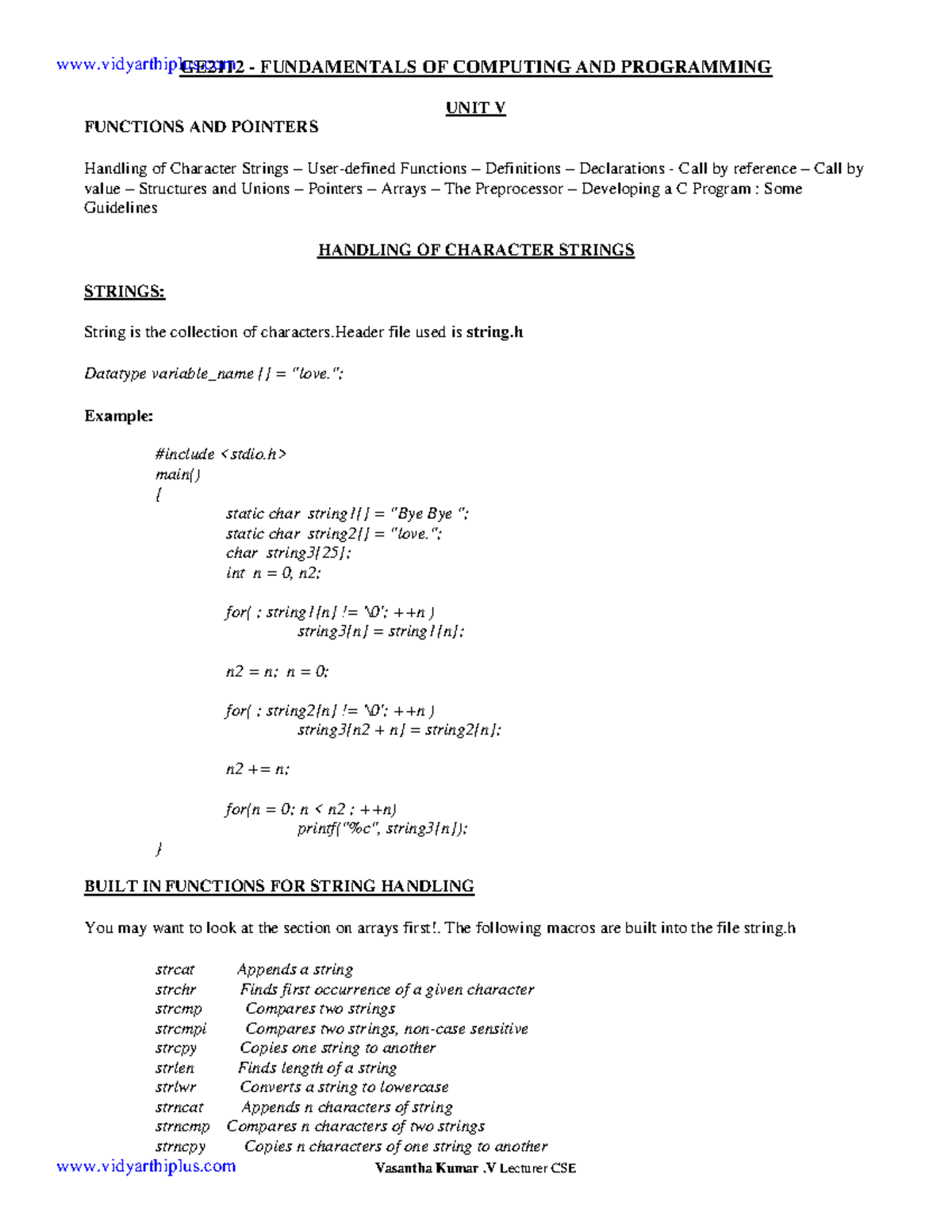 Unit 5 - GE2112 - FUNDAMENTALS OF COMPUTING AND PROGRAMMING UNIT V ...