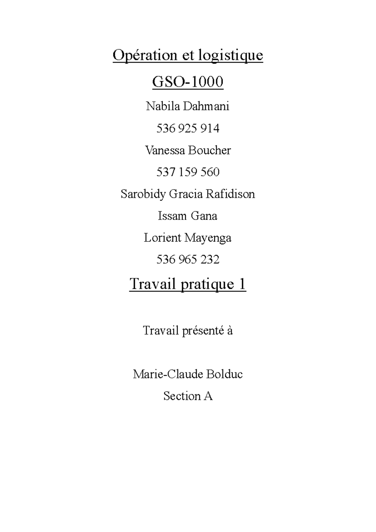 TP1 en PDF - TP1 - Opération et logistique GSO- 1000 Nabila Dahmani 536 ...