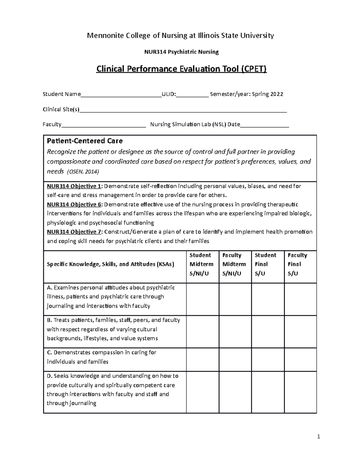 Fa22Clinical Performance Evaluation Tool 9 - Mennonite College of ...