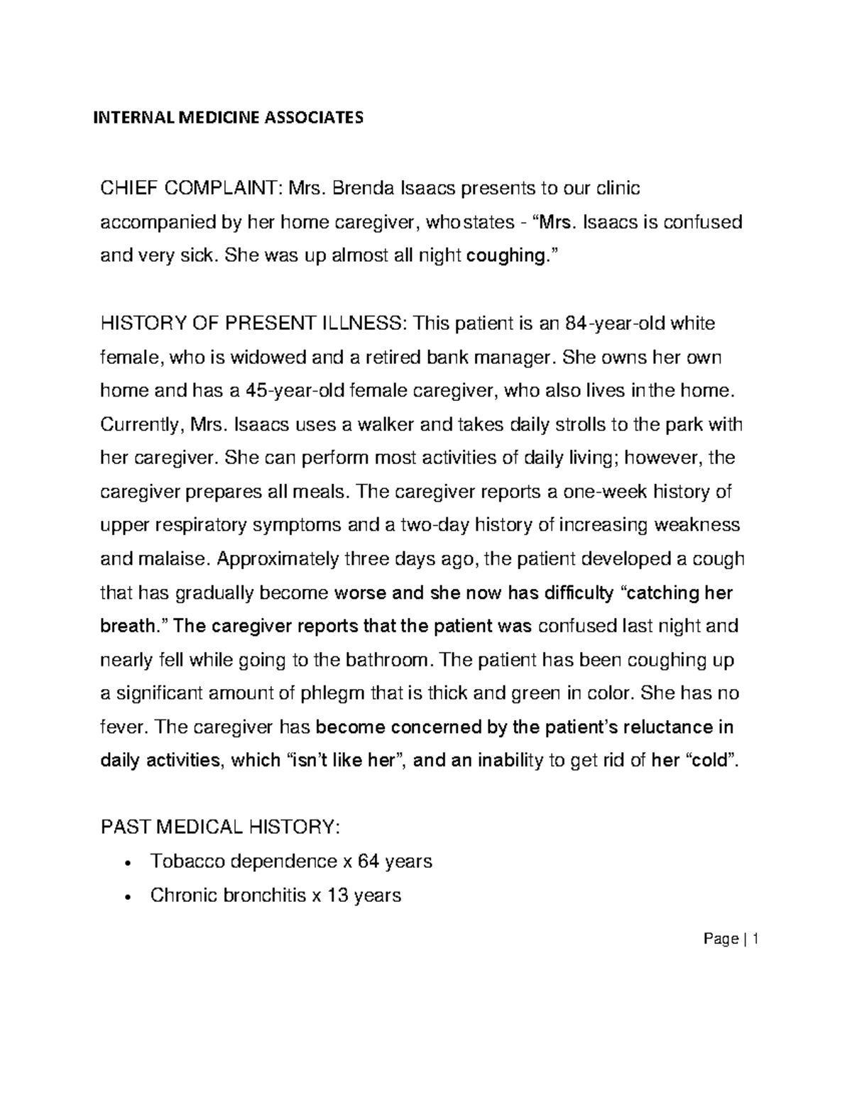 Bacterial Pneumonia Case Internal Medicine Progress Note - Page | 1 ...