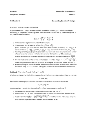 Homework 8 Fall semester - ECON 122 Introduction to Econometrics Georgetown University Fall 2021 ...