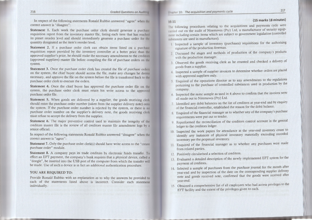 Questions 10 - EXAMPLES ON AUDITING NOTES - ACCT312 - Studocu