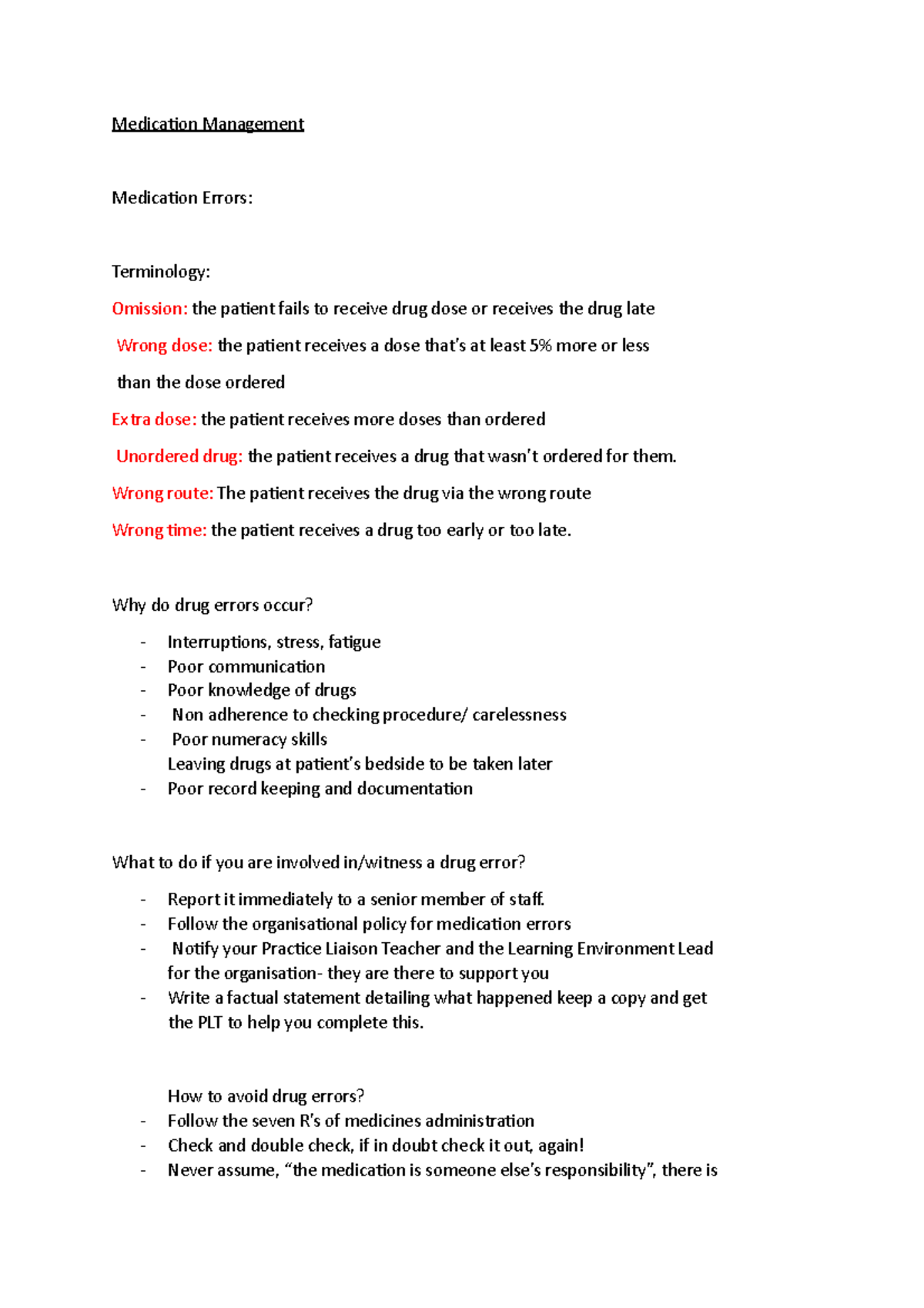 Medication Management - Medication Management Medication Errors ...