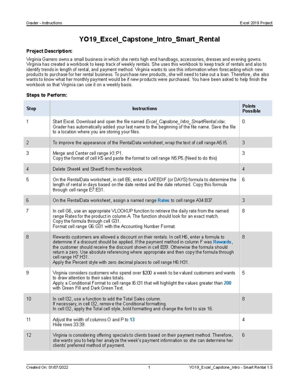 YO19 Excel Capstone Intro Smart Rental Instructions - Grader - Instructions Excel 2019 Project ...