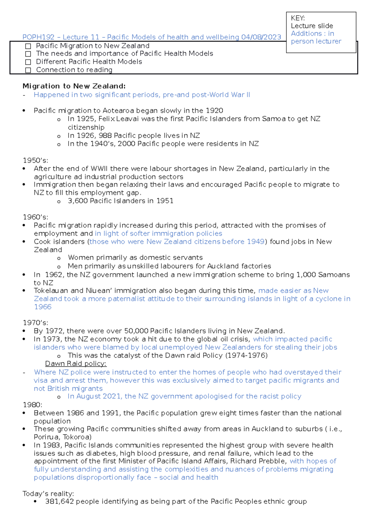 POPH192 04-08 Lecture 11 - POPH192 – Lecture 11 – Pacific Models of ...