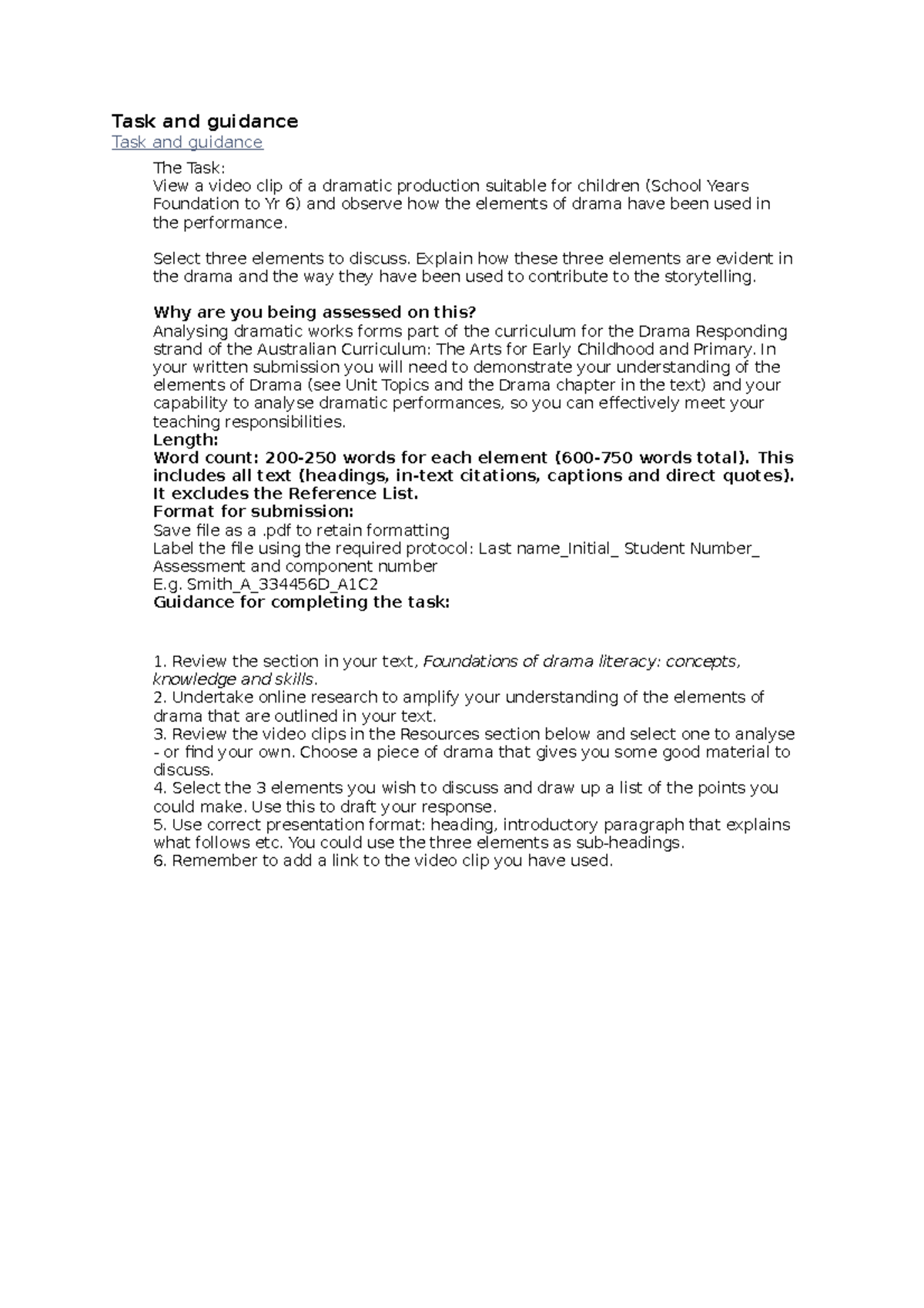 Task 2 - Good notes - Task and guidance Task and guidance The Task ...