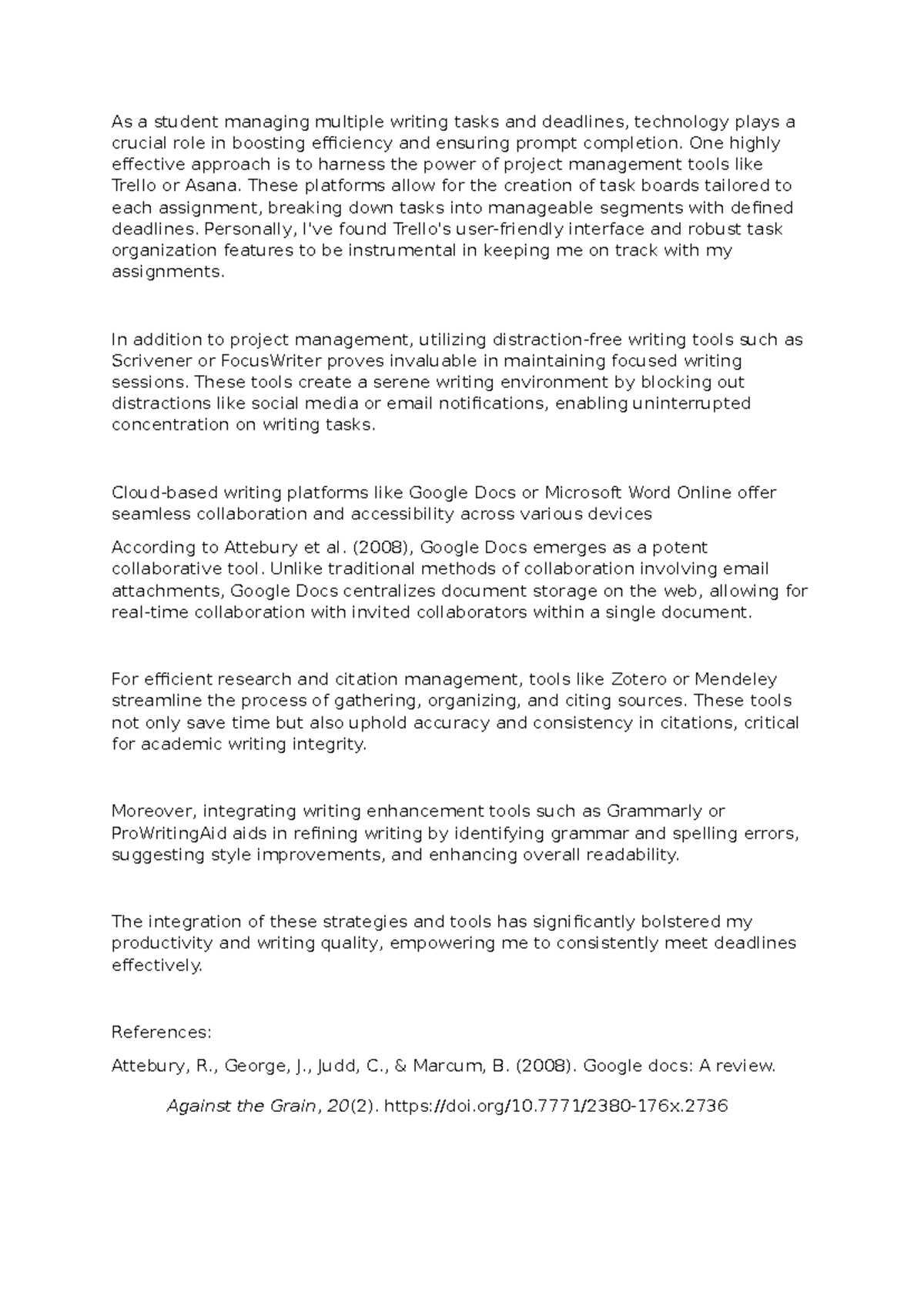 Discussion 3 - Summary - As a student managing multiple writing tasks ...