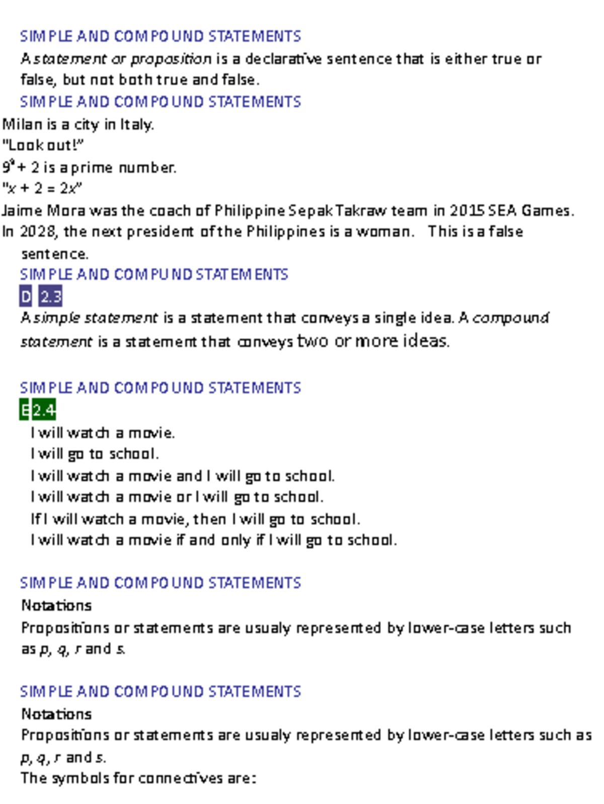 Mathematical Logic - goodluck - SIMPLE AND COMPOUND STATEMENTS A ...