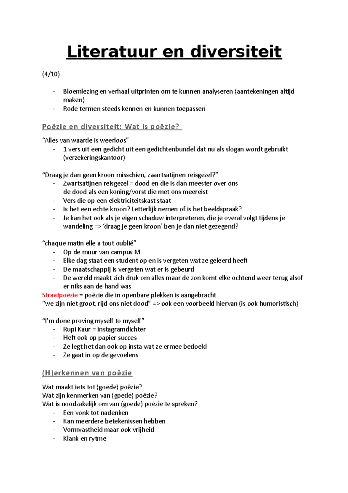 Literatuur en diversiteit - les 1 - Literatuur en diversiteit (4/10 ...