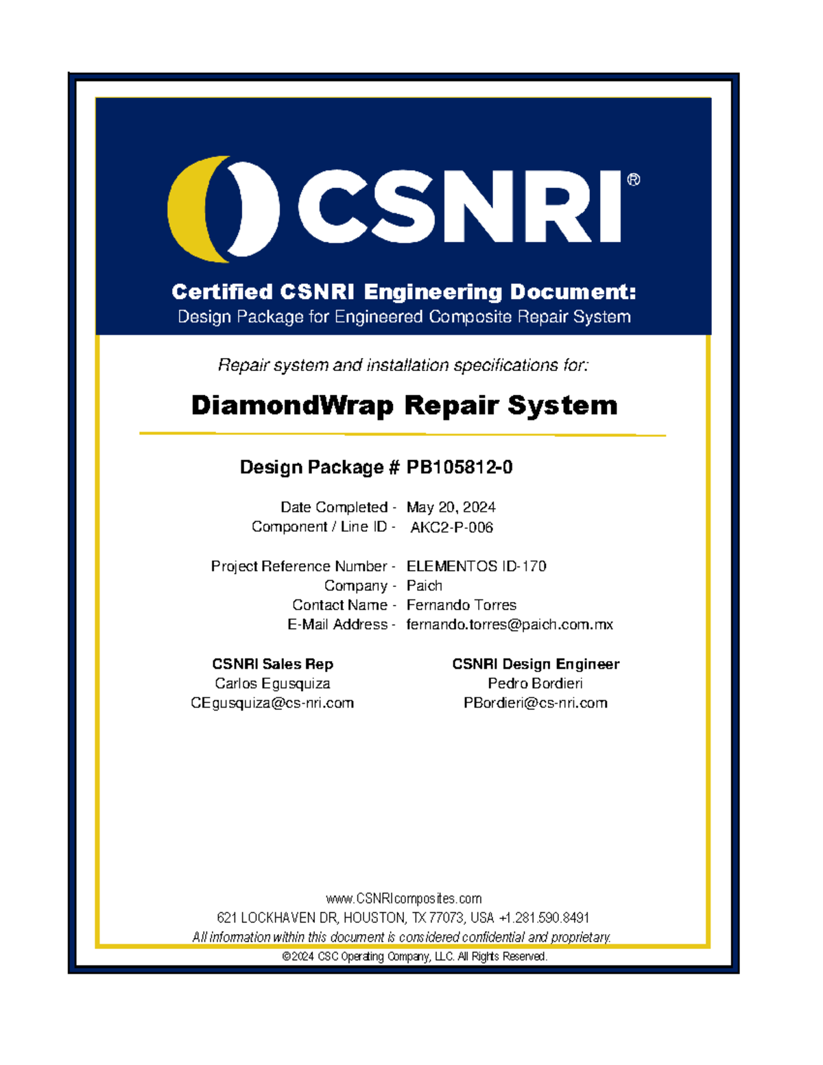 PB105812-0 - INGENIERIA - Certified CSNRI Engineering Document: Design ...