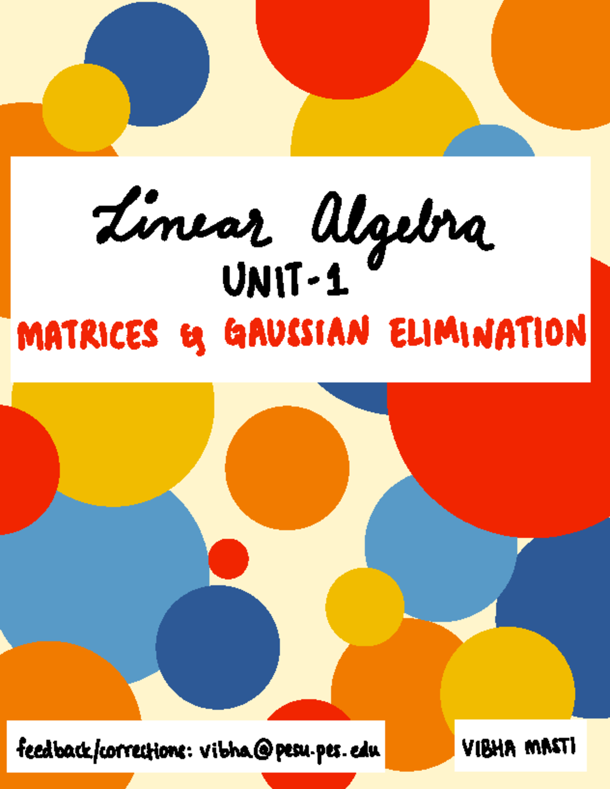 LA Unit 1 Lecture Notes - Linear Algebra UNIT - 1 MATRICES Eg GAUSSIAN ...