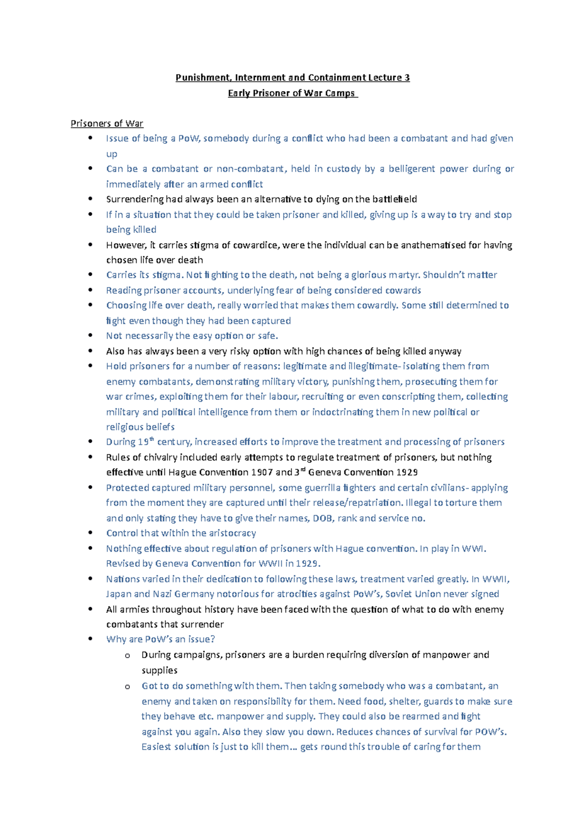 Punishment Lecture 3 - Punishment, Internment and Containment Lecture 3 ...