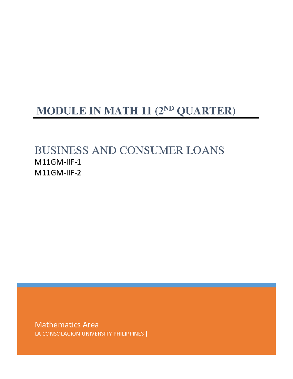Business and Consumer Loans Module - Mathematics Area LA CONSOLACION ...
