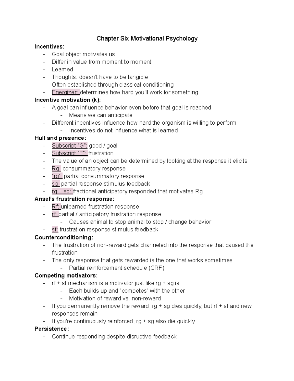 Psych 320 ch. 6 - Chapter Six Motivational Psychology Incentives ...