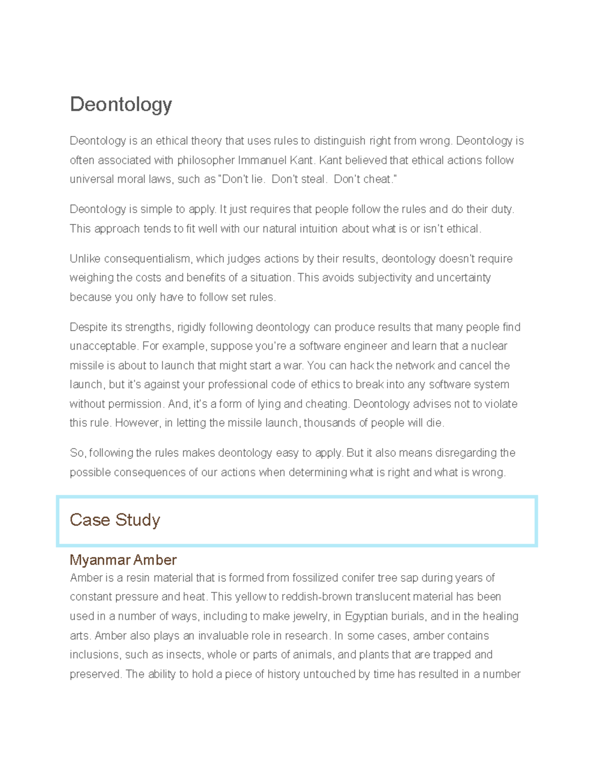 Deontology - A detailed description of the course - Deontology ...