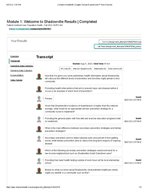 Shadow Health Community Care Plan Environmental Exposure - Module 4 ...